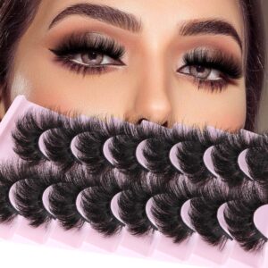 false eyelashes thick 20mm lashes mink fluffy volume 3d fake eyelashes dramatic full long faux mink eye lashes pack 8 pairs big curly false lash alicrown