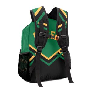 Cheerleaders Green Yellow Backpack with Name Text Custom Laptop Bag for Work Travel Office