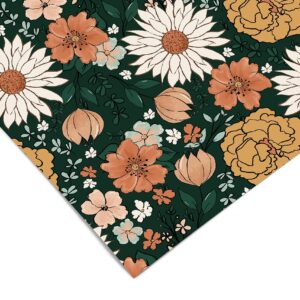 Green Vintage Floral Contact Paper | Shelf Liner | Drawer Liner | Peel and Stick Paper 1268 12in x 96in (8ft)