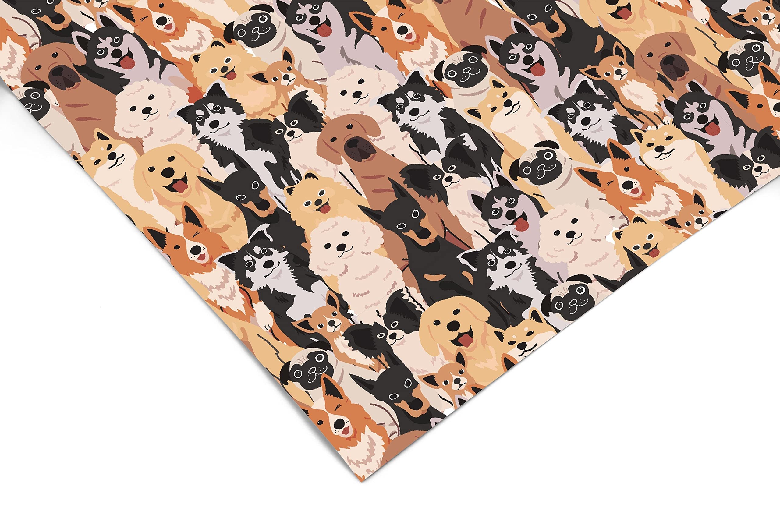 Happy Dogs Pattern Contact Paper | Shelf Liner Drawer Liner Peel and Stick Paper 1115 18in x 96in (8ft)