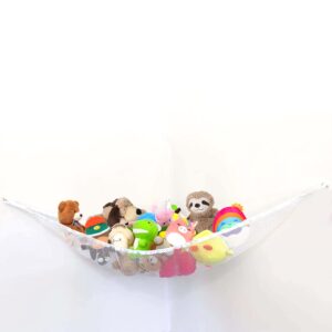 PLS Stuffed Animals Toys Hammock for Toy Storage and Organization for Kids Room, Toy Organizer for Kids, Boys & Girls, Nursery Hanging Organizer for Baby Room in White