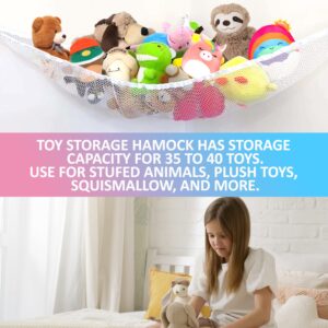 PLS Stuffed Animals Toys Hammock for Toy Storage and Organization for Kids Room, Toy Organizer for Kids, Boys & Girls, Nursery Hanging Organizer for Baby Room in White