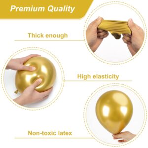 RUBFAC Gold Party Balloons, 70pcs 10 Inches Metallic Gold Balloons and Ribbon, Thick Gold Latex Balloons for Birthday Graduation Wedding Baby Shower Anniversary Festival Party Decorations