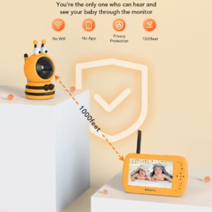 BabyTime Baby Monitor, 1080P Baby Camera Monitor No WiFi with 5" Display, Night Vision, Lullaby Player, Two Way Audio and VOX Mode, Temperature