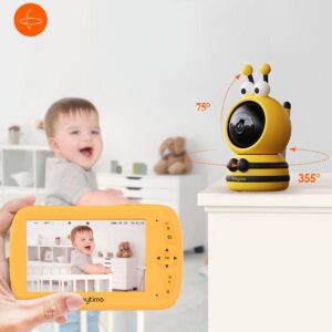 BabyTime Baby Monitor, 1080P Baby Camera Monitor No WiFi with 5" Display, Night Vision, Lullaby Player, Two Way Audio and VOX Mode, Temperature