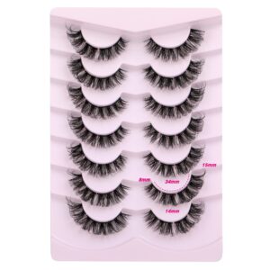 Natural Cluster Lashes Extensions Wispy Natural Look False Eyelashes Individual Lashes 3D Strips Eyelash Extensions DIY Lashes 7 Pairs Multipack