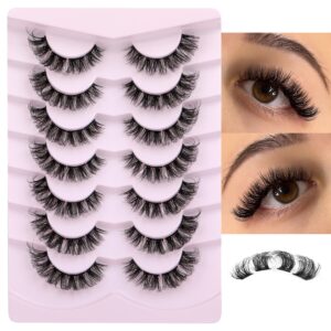 Natural Cluster Lashes Extensions Wispy Natural Look False Eyelashes Individual Lashes 3D Strips Eyelash Extensions DIY Lashes 7 Pairs Multipack