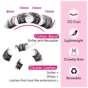 Natural Cluster Lashes Extensions Wispy Natural Look False Eyelashes Individual Lashes 3D Strips Eyelash Extensions DIY Lashes 7 Pairs Multipack