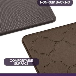 DEXI Kitchen Rugs Anti Fatigue Mats for Floor Cushioned Runner Rug Non Skid Comfort Foam Standing Mat for Office, Sink, 2 Pieces Set 17"x29"+17"x59", Brown