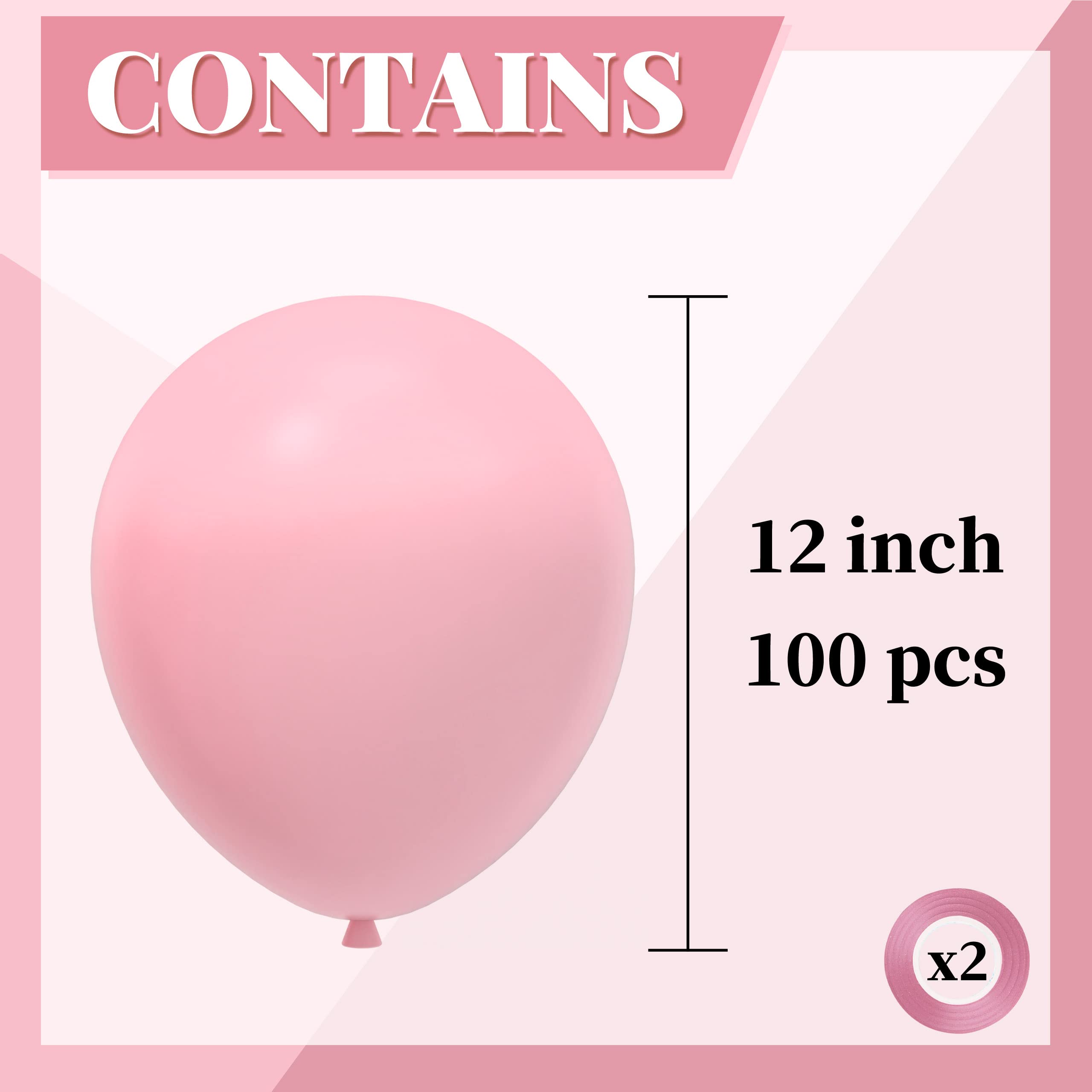 JOYYPOP Light Pink Balloons 100 Pcs Pink Party Latex Balloons 12 Inch Pink Latex Balloons for Baby Shower Birthday Gender Reveal Easter Party Decorations