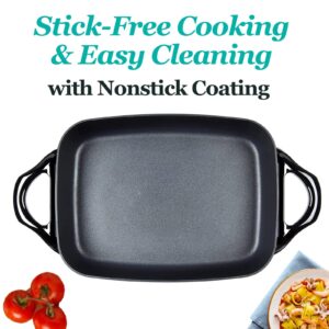 16-Inch Large Electric Skillet Nonstick with Glass Lid, Serves 6 to 8 People (10-Quart), Frying Pan for Roast, Bake,Stew, Adjustable Temperature Control, Black