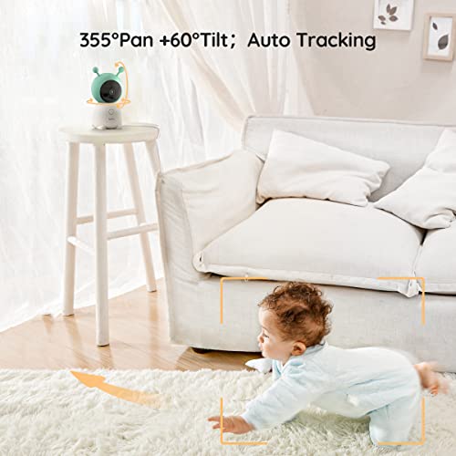 BOIFUN 5" Baby Monitor, 2K WiFi Baby Camera Via Screen and App Control, Temper& Humidity Sensor, Night Vision, 2-Way Talk, Cry& Motion Detection, Free Smart Phone App, Works with iOS, Android(Baby6T)