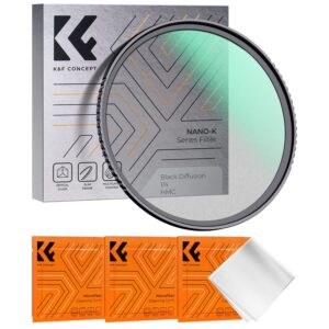 k&f concept 82mm black diffusion 1/4 filter mist cinematic effect filter with 18 multi-layer coatings for video/vlog/portrait photography (k-series)