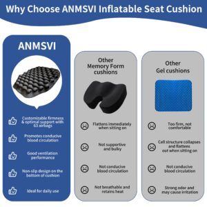 ANMSVI 3D Inflatable Car Seat Cushion for Driving Improve Posture, Sciatica & Lower Back Pain Relief, Hip Pain, Adjustable Firmness for Car & Truck Drivers, Office Chairs, Armchairs, Aircraft Seats