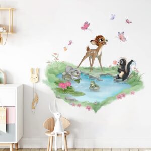 runtoo bambi wall stickers forest animals deer wall decal girls bedroom kids nursery home decor