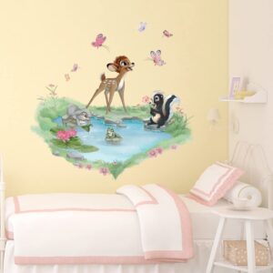 Runtoo Bambi Wall Stickers Forest Animals Deer Wall Decal Girls Bedroom Kids Nursery Home Decor