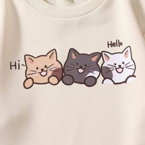 SOLY HUX Girl's Cute Graphic Crew Neck Sweatshirt Long Sleeve Pullover Tops T Shirt Apricot Cat 11-12Y