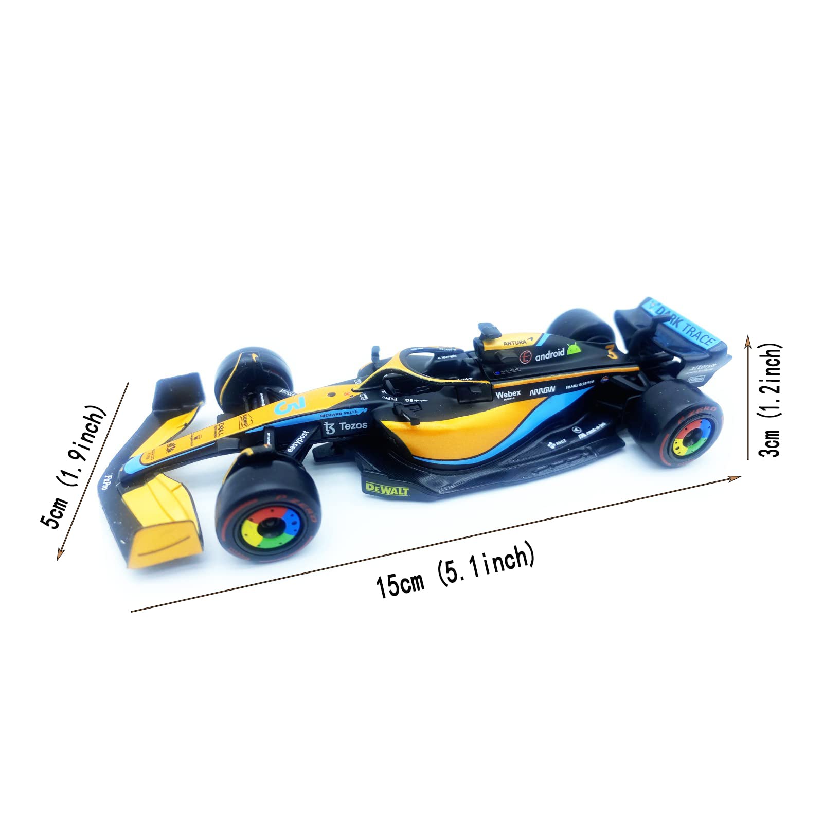 HTLNUZD Bburago 1:43 2022 F1MCL36#3 Daniel Ricciardo 1/43 MCL36#3 Formula One Diecast Alloy Luxury Collectible Toy Car Model