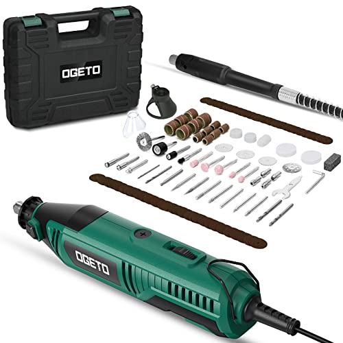 Ogeto Corded Power Rotary Tools with 6 Variable Speeds, 131 Accessories, Powerful Engraver, Polisher, and Sander, 5000-35000RPM Electric Drill Set for Handmade Projects and DIY Creations