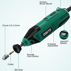 Ogeto Corded Power Rotary Tools with 6 Variable Speeds, 131 Accessories, Powerful Engraver, Polisher, and Sander, 5000-35000RPM Electric Drill Set for Handmade Projects and DIY Creations