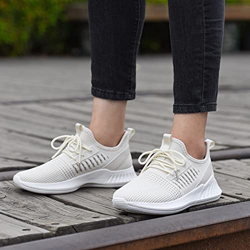 Womens Tennis Shoes - Women Sneakers Workout Running Walking Athletic Gym Fashion Lightweight Nursing Casual Light Shoes Beige Size 9