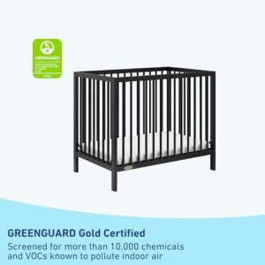 Graco Teddi 4-in-1 Convertible Mini Crib with Bonus Water-Resistant Mattress (Black) – GREENGUARD Gold Certified, 2.75-Inch Mattress Included, Convenient Size, Easy 30-Minute Assembly