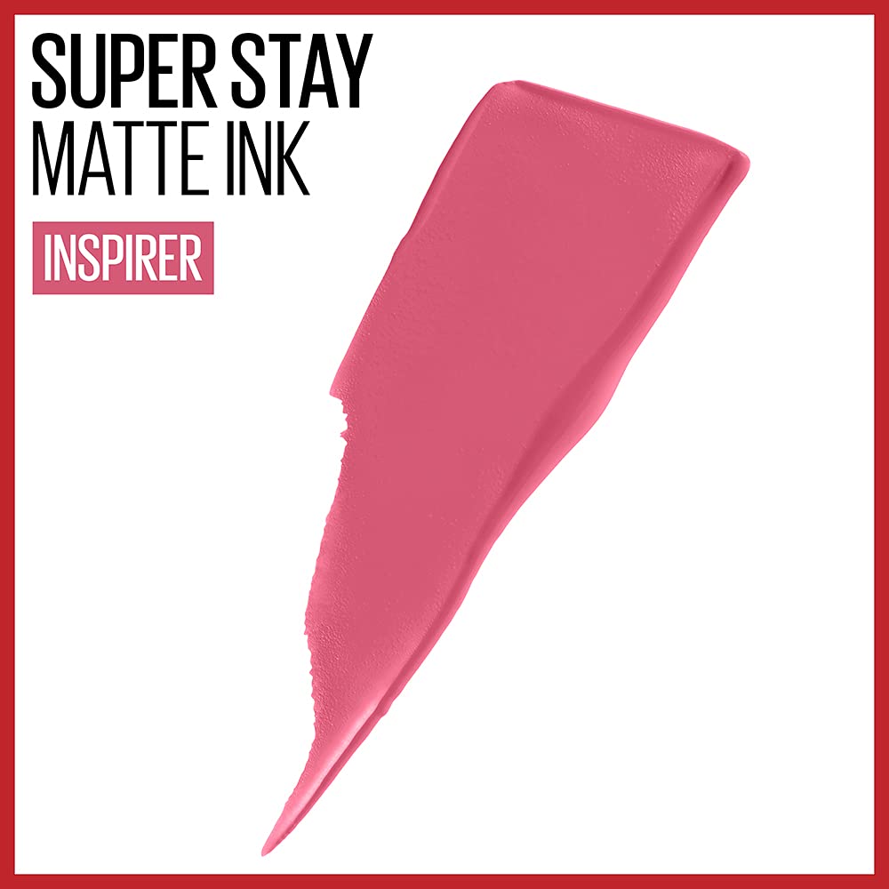 Maybelline New York Super Stay Matte Ink Liquid Lipstick, Long Lasting High Impact Color, Up to 16H Wear, Inspirer, Light Mauve Pink, 0.17 fl.oz (Pack of 2)