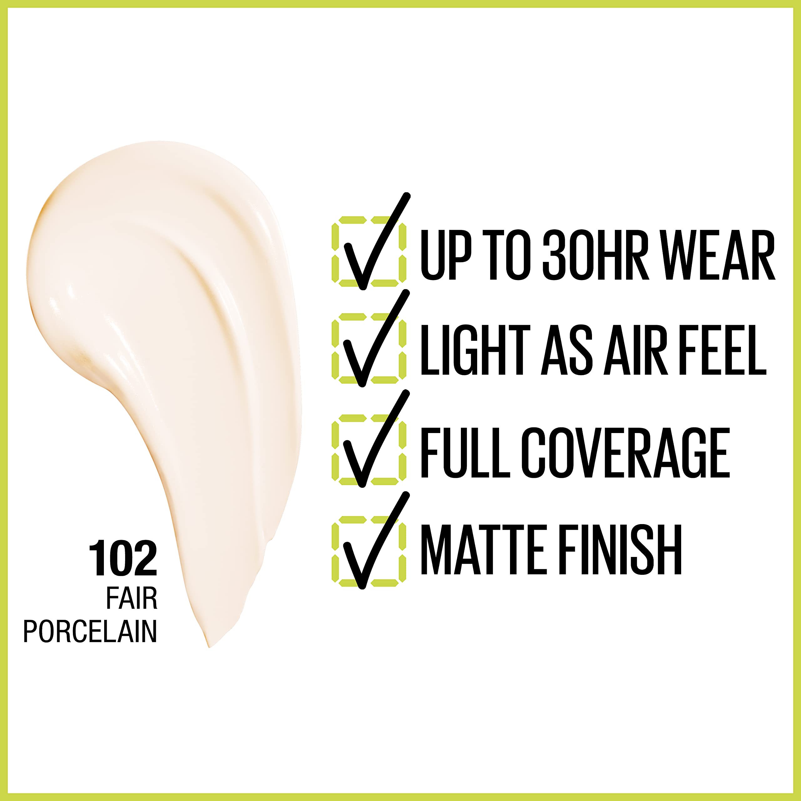 Maybelline Super Stay Full Coverage Liquid Foundation Active Wear Makeup, Up to 30Hr Wear, Transfer, Sweat & Water Resistant, Matte Finish, Fair Porcelain, 1 Count (Pack of 2)