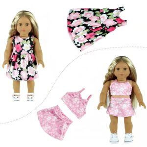 ReeRaa 20 pcs 18 inch Doll Clothes and Accessories for American 18 inch Girl Doll Clothes Gift Including 10 Complete Sets of Clothing