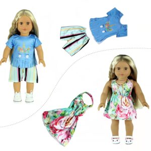 ReeRaa 20 pcs 18 inch Doll Clothes and Accessories for American 18 inch Girl Doll Clothes Gift Including 10 Complete Sets of Clothing