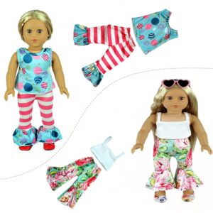 ReeRaa 20 pcs 18 inch Doll Clothes and Accessories for American 18 inch Girl Doll Clothes Gift Including 10 Complete Sets of Clothing