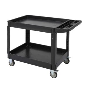 service cart 2-shelf, storage handle, 500 lbs capacity, for warehouse/garage/cleaning/manufacturing，45"x25" gray