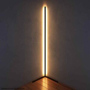 wise home products nordic warm lamp - corner lamp with warm white lighting, modern black metal with dimmable white warm light floor lamp