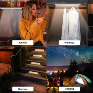 EAUTOR Under Cabinet Lights Motion Sensored – 126 LED Closet Lights Rechargeable Led Light Strip Motion Sensor Closet Lights Stick-On Magnetic Led Under Cabinet Lighting