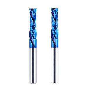 bititz 2pcs cnc router bit with coated 1/4 inch shank compression bit up down cut 1 inch cutting length for woodwork engraving