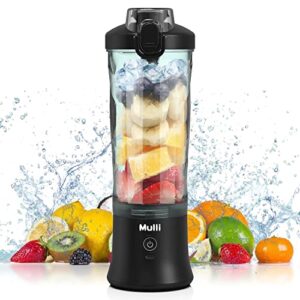 mulli portable blender,personal blender for shakes and smoothies,rechargeable mini mixer, 20 oz with travel lid for home/kitchen/gym