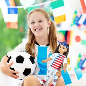 WONDOLL 18-Inch-Doll-Clothes and Accessories - WONDOLL World Cup Team USA 18'' Soccer Uniform Outfits Includes Headband,Shirt,Shorts, Socks,Shoes and Football