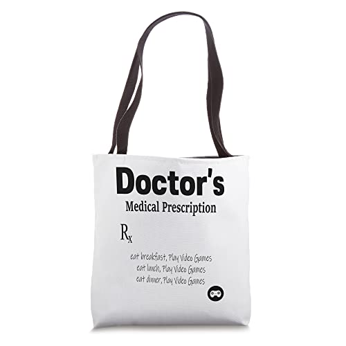 Funny Doctor's Medical Prescription Video Games Cool Gamer Tote Bag