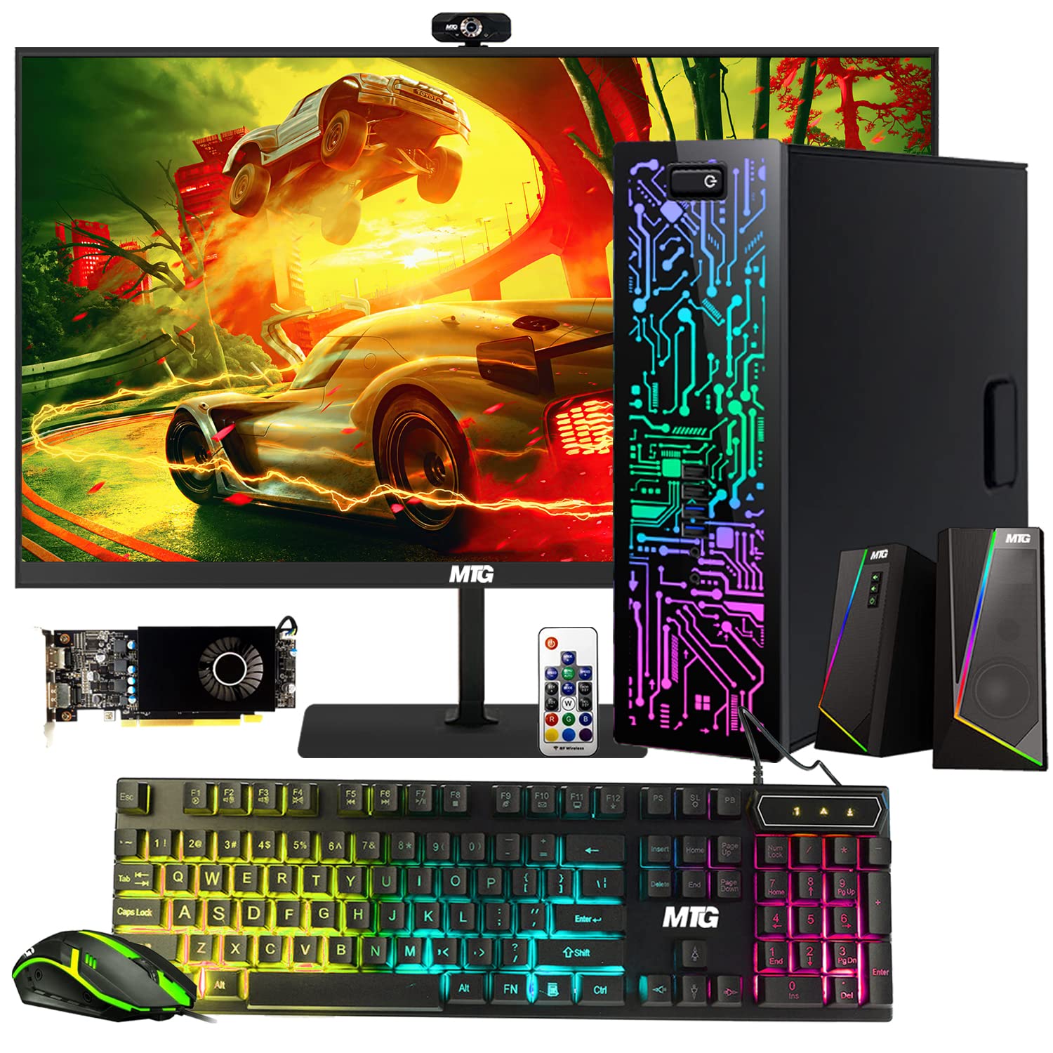 Gaming Desktop PC, Intel Core i7 6th Gen, TechMagnet Zeus, AMD RX 550 Graphics, 32GB RAM, 512GB SSD + 3TB HDD, MTG 24 Inch Monitor, RGB Keyboard Mouse, Speaker, Webcam, WiFi, Win 10 Pro (Renewed)