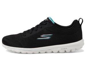 skechers women's go walk travel-fun journey sneaker, black/aqua, 8