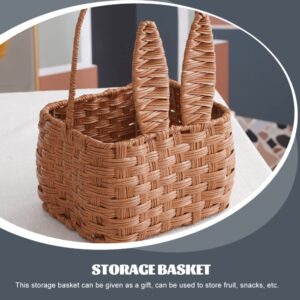 Cabilock Bread Basket Candy Gift Baskets Easter Bunny Basket Hanging Basket Toy Woven Basket with Handle Wicker Food Basket Snack Container Food Storage Holder Beach Rattan Laundry Basket