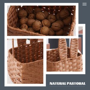 Cabilock Bread Basket Candy Gift Baskets Easter Bunny Basket Hanging Basket Toy Woven Basket with Handle Wicker Food Basket Snack Container Food Storage Holder Beach Rattan Laundry Basket