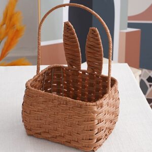 Cabilock Bread Basket Candy Gift Baskets Easter Bunny Basket Hanging Basket Toy Woven Basket with Handle Wicker Food Basket Snack Container Food Storage Holder Beach Rattan Laundry Basket