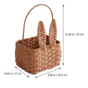 Cabilock Bread Basket Candy Gift Baskets Easter Bunny Basket Hanging Basket Toy Woven Basket with Handle Wicker Food Basket Snack Container Food Storage Holder Beach Rattan Laundry Basket