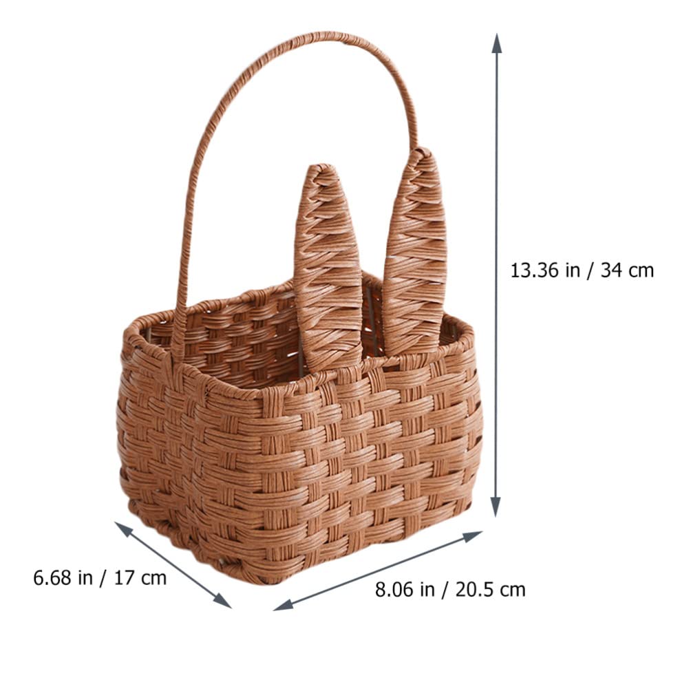 Cabilock Bread Basket Candy Gift Baskets Easter Bunny Basket Hanging Basket Toy Woven Basket with Handle Wicker Food Basket Snack Container Food Storage Holder Beach Rattan Laundry Basket