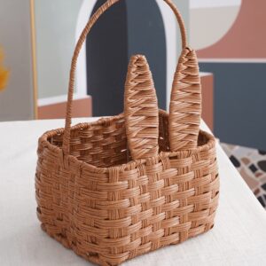 Cabilock Bread Basket Candy Gift Baskets Easter Bunny Basket Hanging Basket Toy Woven Basket with Handle Wicker Food Basket Snack Container Food Storage Holder Beach Rattan Laundry Basket