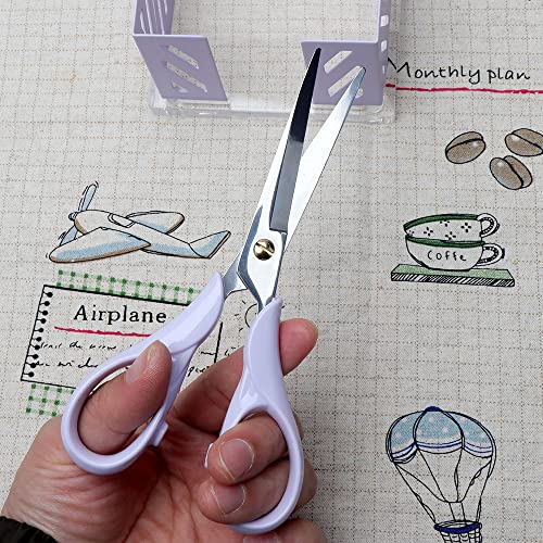 Purple Office Scissors 6.5" Craft Scissors Round All Purpose Scissors Professional Tailor Dressmaker Fabric Shears for School and Home (Purple Scissors)