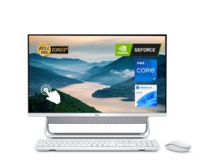 dell inspiron 7700 all-in-one desktop, 27" fhd touchscreen, intel i7-1165g7, geforce mx330, 16gb ram, 512gb ssd, webcam, usb type-c, hdmi, rj-45, wi-fi 6, windows 11 home, silver (renewed)