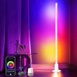 depuley smart rgb floor lamp, wifi color changing corner lamp compatible with alexa mood light, app control with music sync timer modern corner led light, ambient standing white lamp for living room