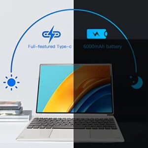 Yoidesu 2 in 1 Laptop, 12.3 IPS HD 3K Touch Screen Display, for J4125 Quad Core CPU, with Magnetic Keyboard, 2.4GHz/5GHz WiFi, 6000mah Battery, BT Laptop Computer for Win 11